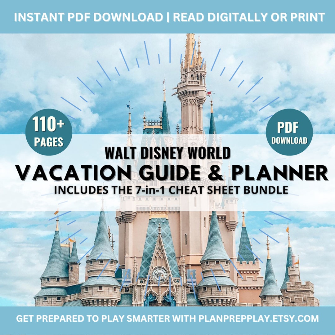 Disneyworld Vacation Guide and Planner 110 Pages Cheat Sheets, Vacation ...