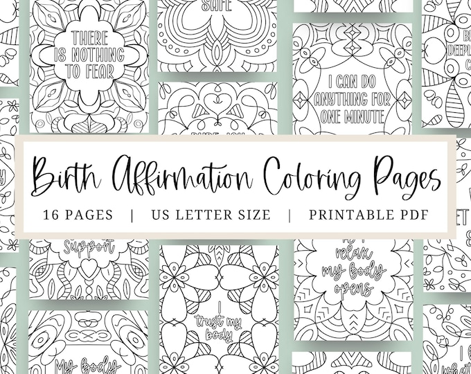 Baby in Womb Floral Coloring Page for Positive Pregnancy and Birth - Etsy