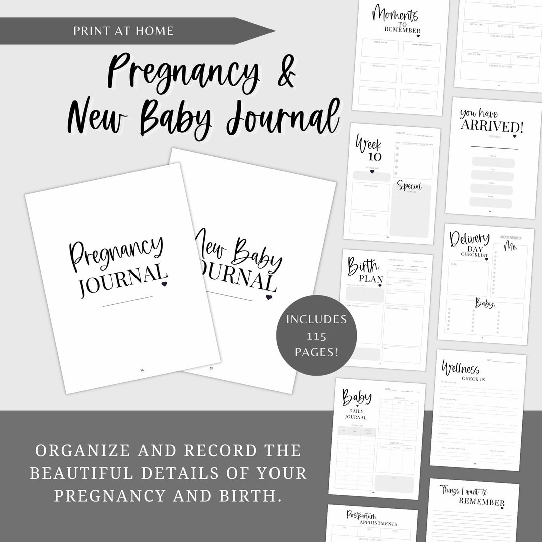 Printable Pregnancy and New Baby Journal Print From Home Prenatal Birth ...