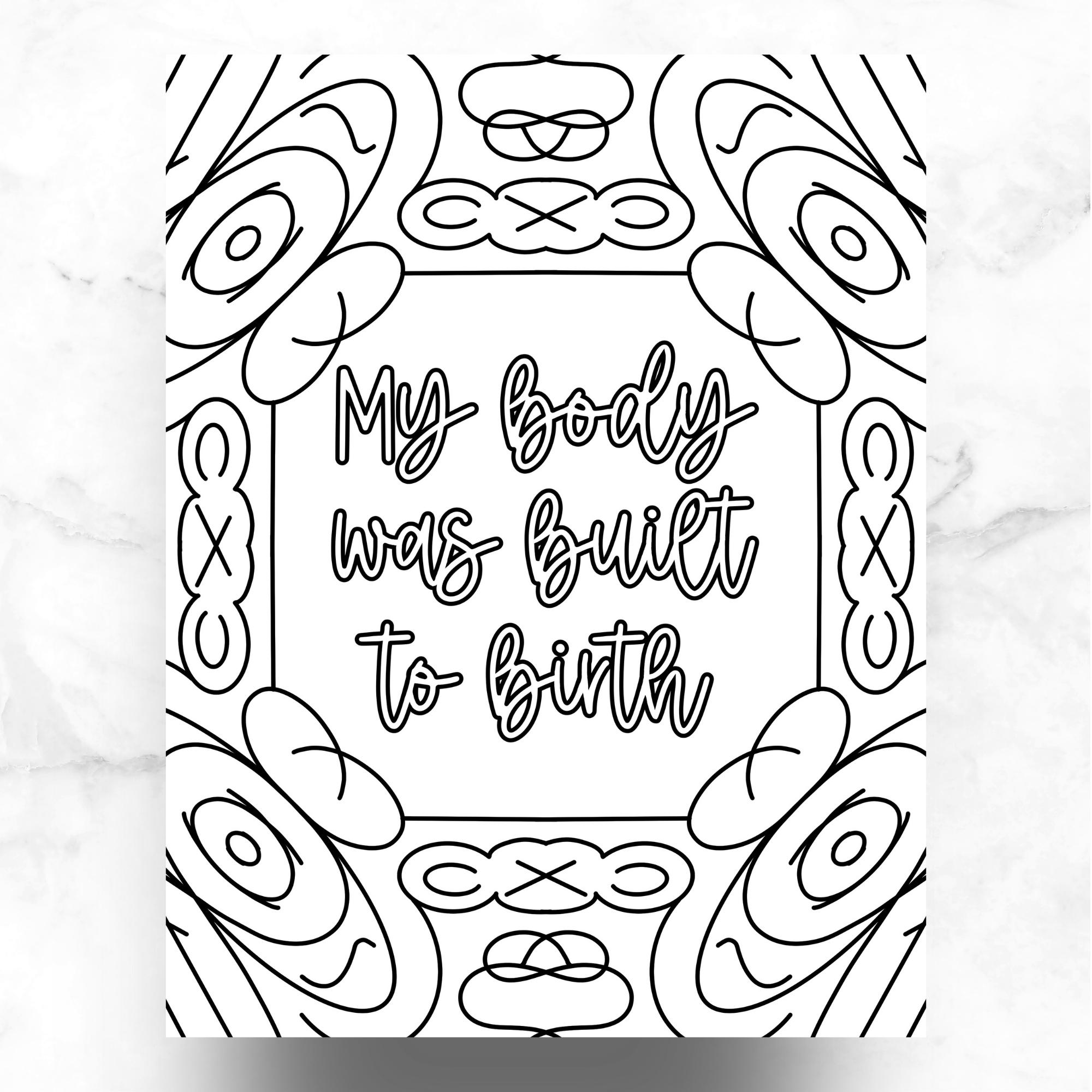 Set of 16 Birth Affirmation Coloring Sheets for Pregnancy Print at Home ...