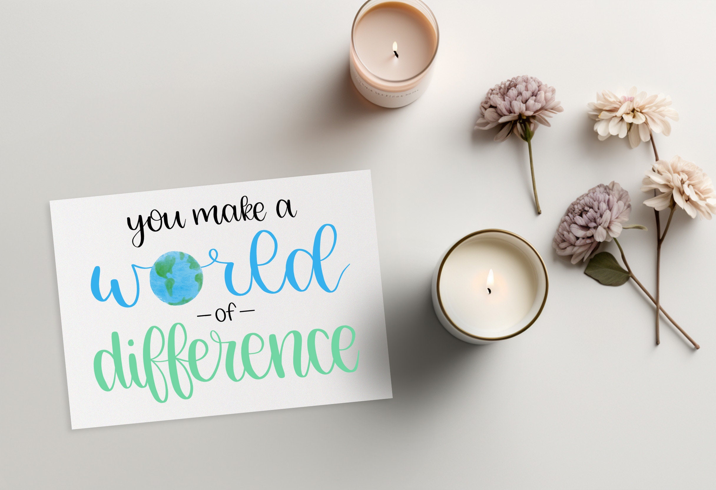 You Make a World of Difference Teacher Appreciation Card - Etsy
