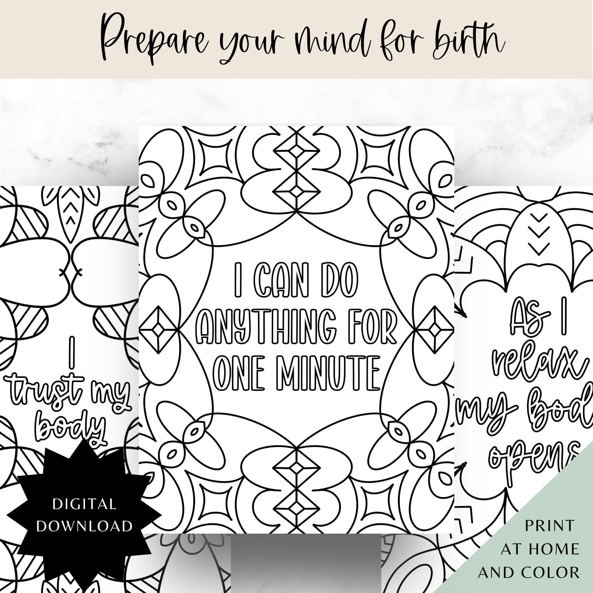 Set of 16 Birth Affirmation Coloring Sheets for Pregnancy Print at Home ...