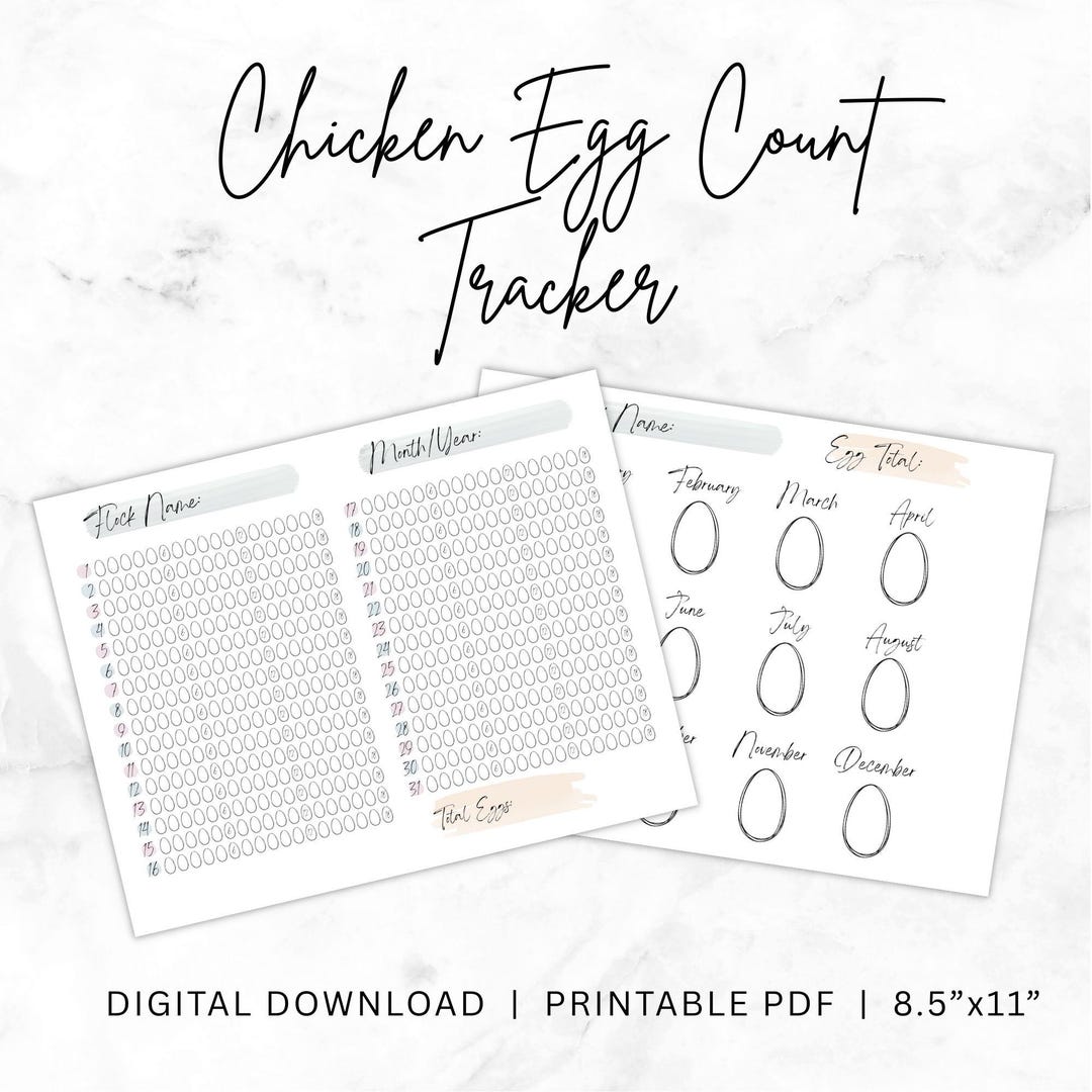Printable Chicken Egg Tracker for Backyard Flock Print at Home Counting ...