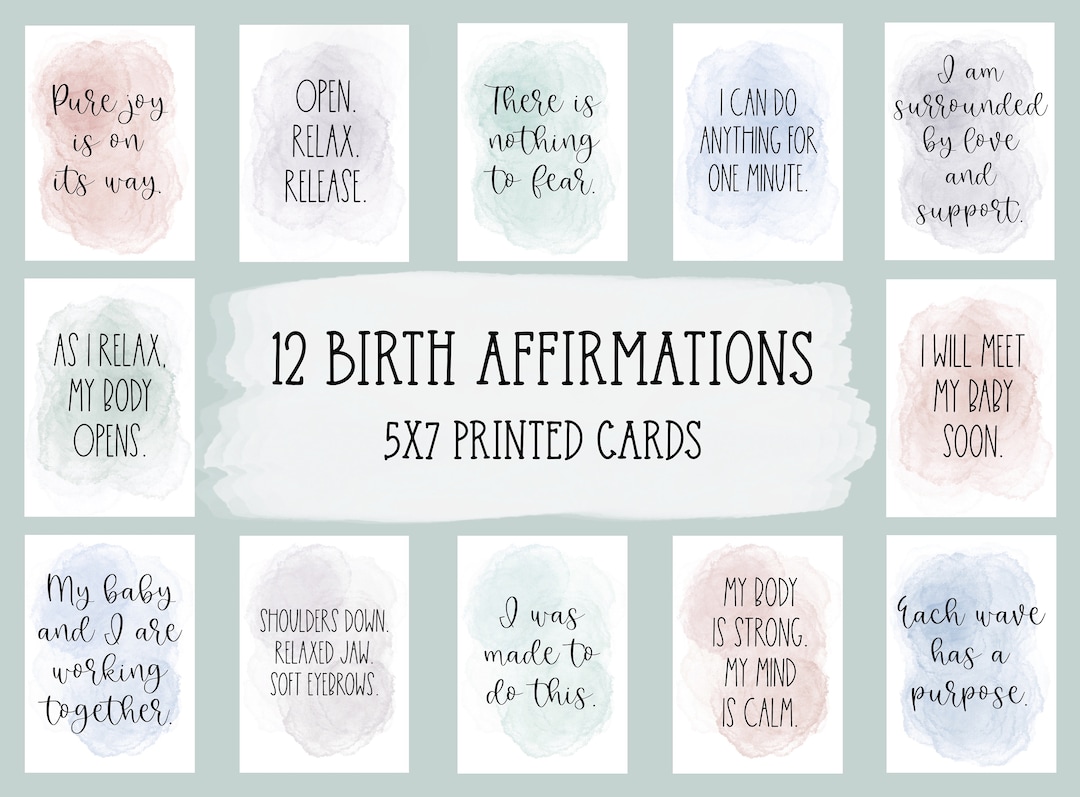 12 Birth Affirmations | 5x7 Birth Affirmation Cards | Birth Mindset ...