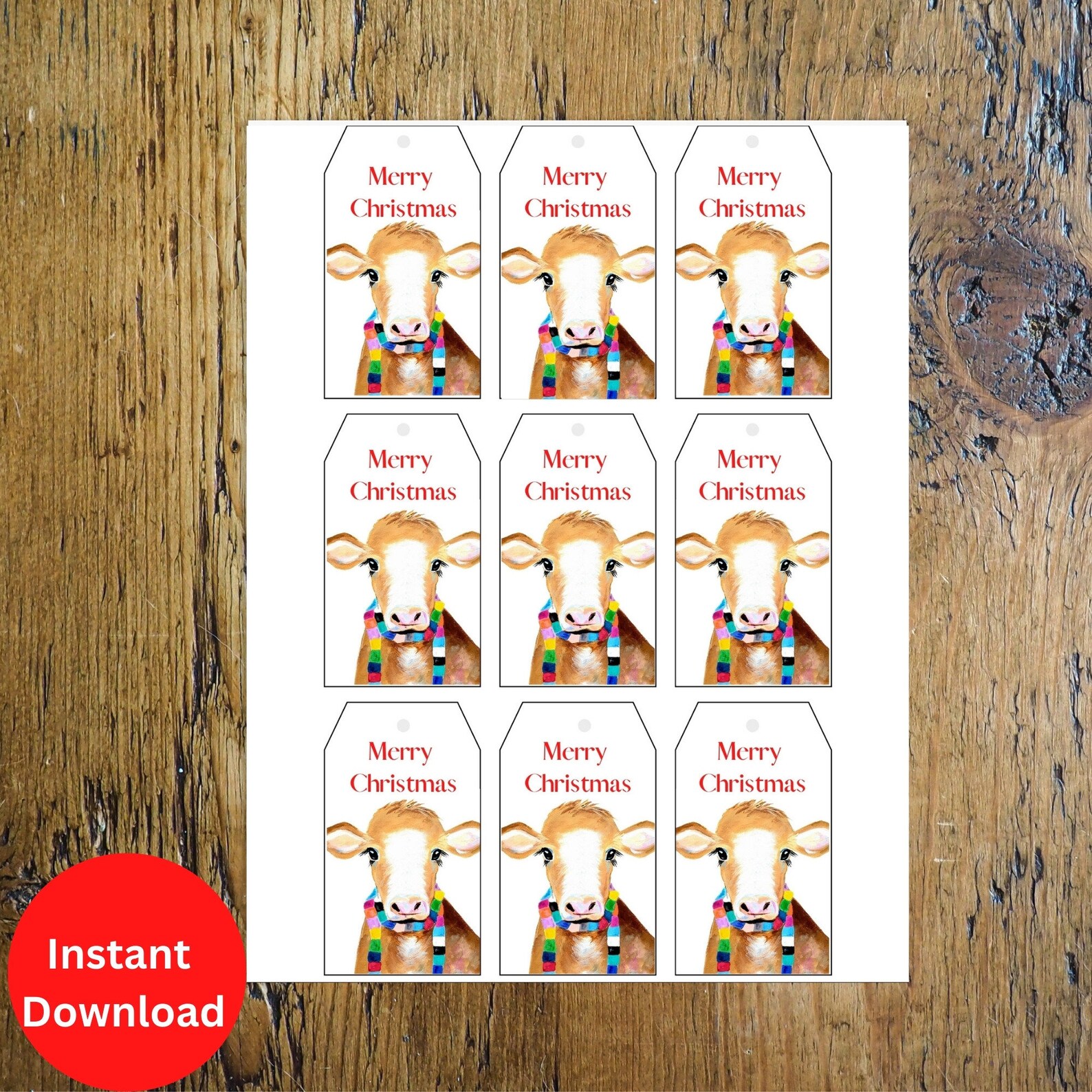 Christmas Cow Gift Tags, Christmas Texas Cow Tags, Christmas Cows, Cow ...