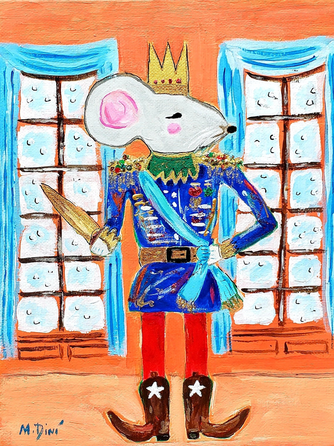 Christmas Cowboy King Mouse Nutcracker Art Print: Whimsical Holiday ...