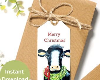 Christmas Cow Gift Tags, Christmas Texas Cow Tags, Christmas Cows, Cow ...