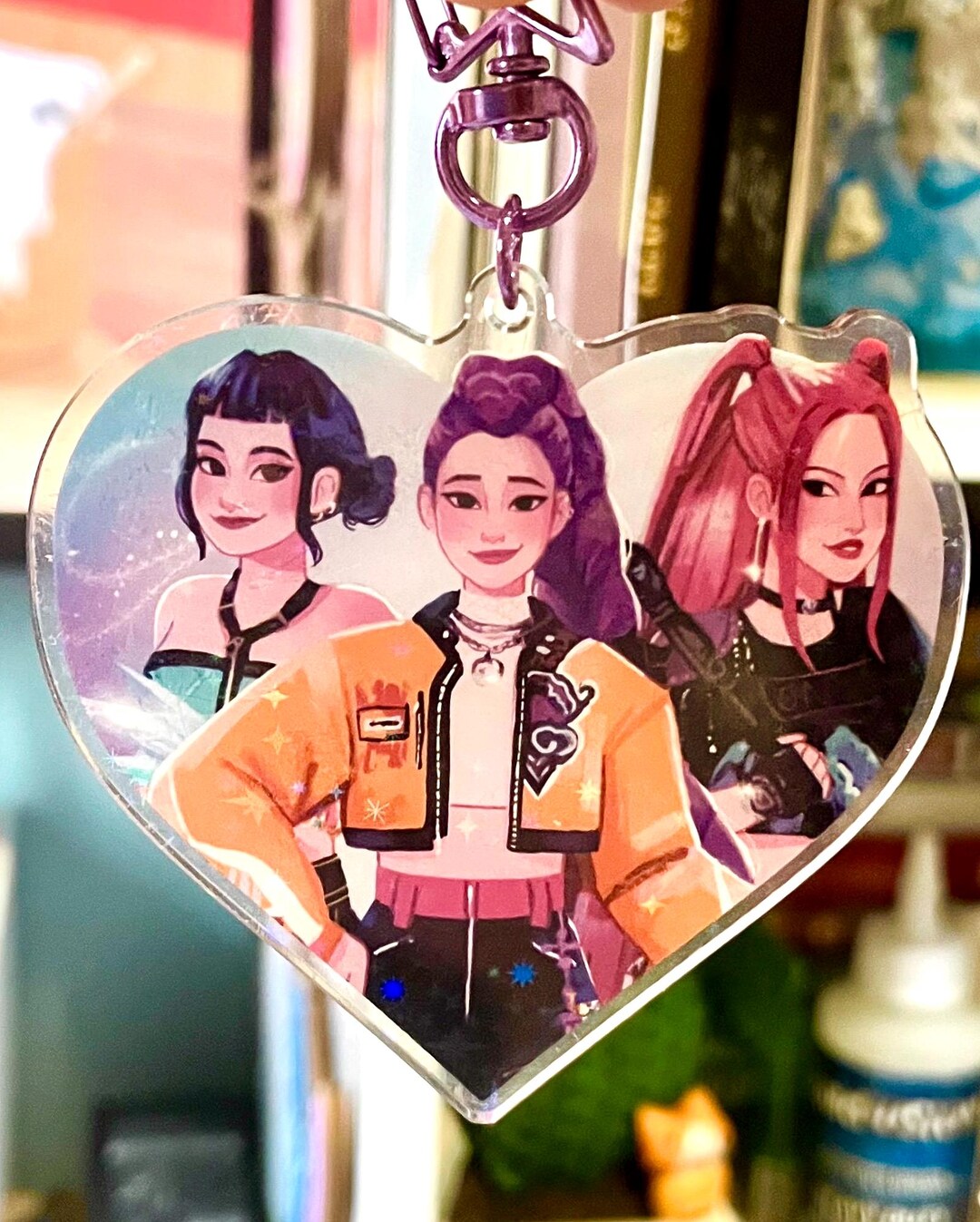 K-pop Demon Hunters Huntix - Star Pattern Holographic Acrylic Keychain ...