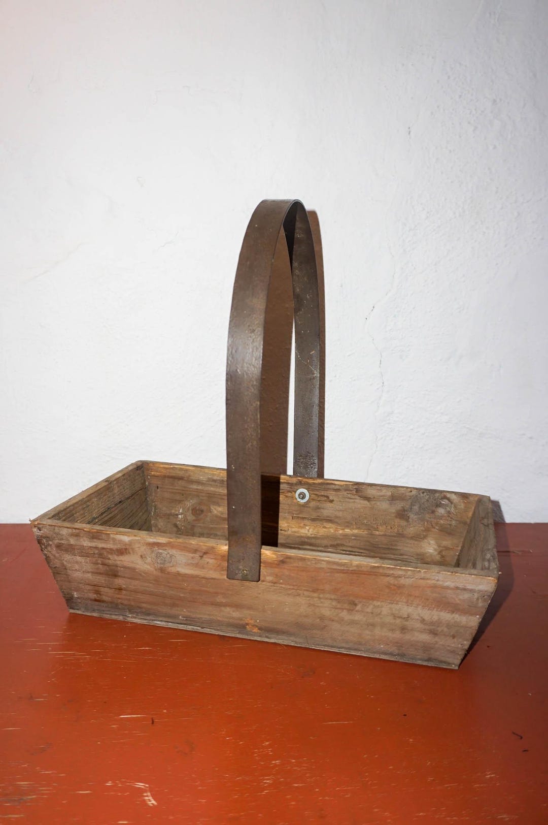 Vintage Wooden Basket With Metal Handle * Rustic French Farmhouse Decor * Folk Primitive - Etsy