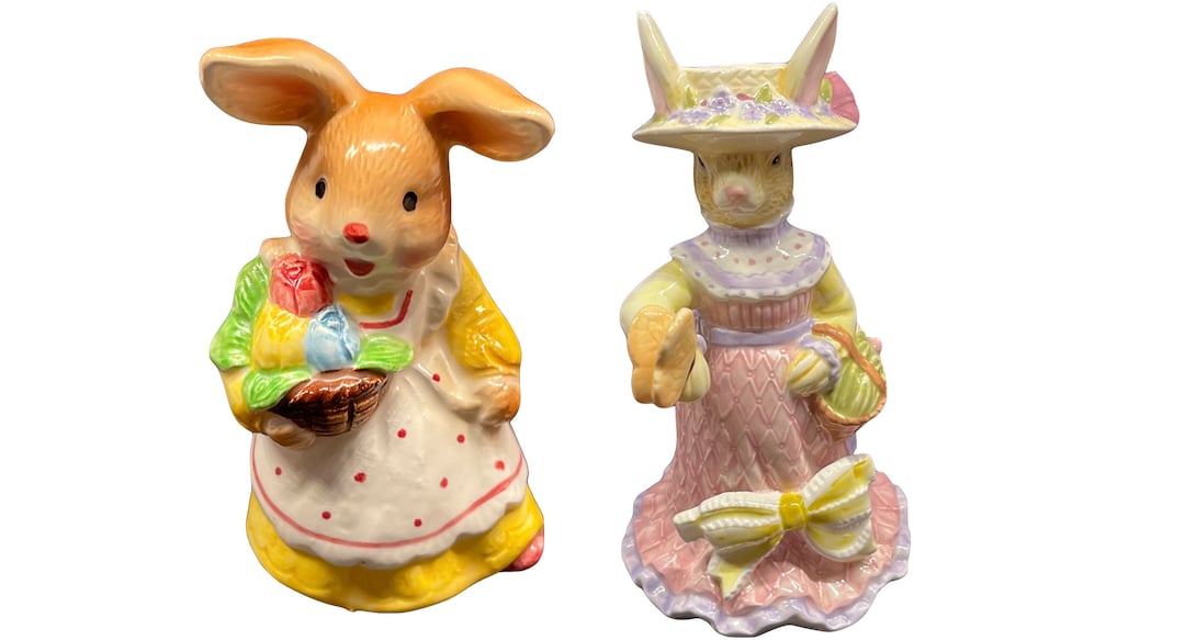 Vintage Ceramic Easter Bunny Figurines Silvestri Japan 1950-80s Sold ...