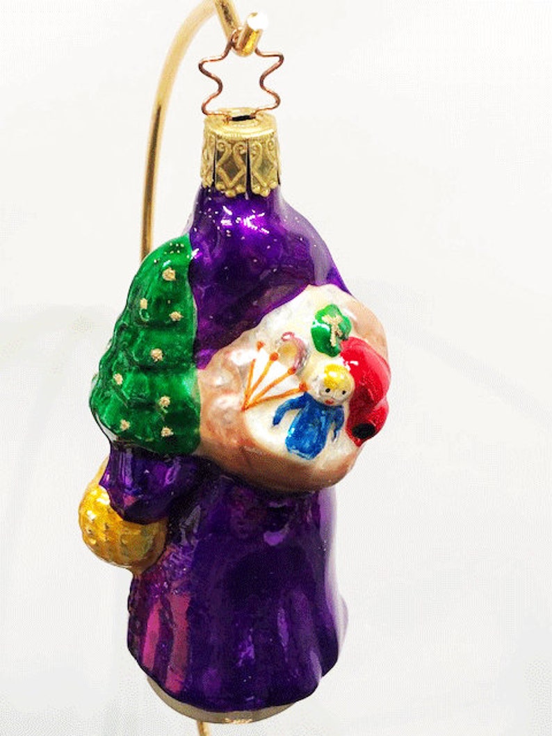 Inge Glass German Ornaments Purple Santa 'guardian of | Etsy