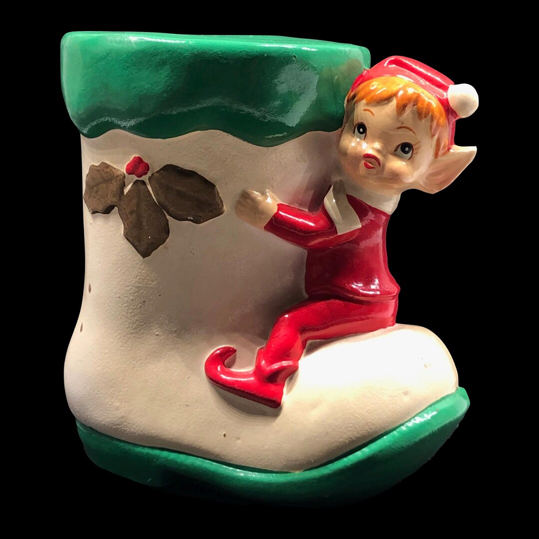 Pixie Boot Bank Paper Mache 1950s Christmas - Etsy
