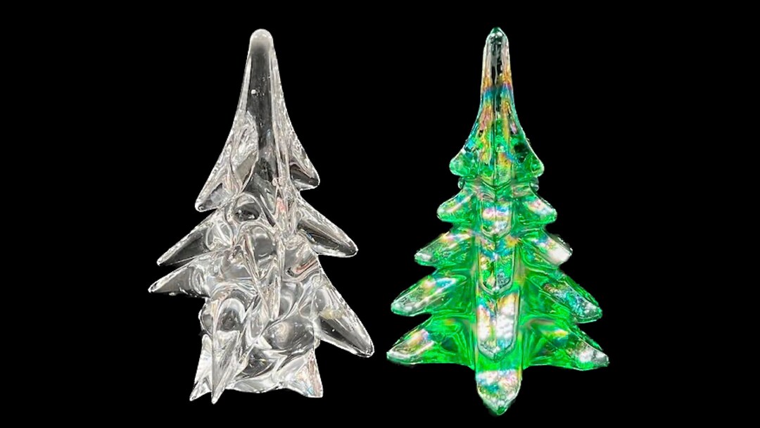 VINTAGE ART GLASS Christmas Tabletop Trees Rare Sigma Tastesetter Green ...