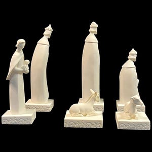 Nativity Scene Figurines Pure White Three Wisemen Joseph Animals Creche ...
