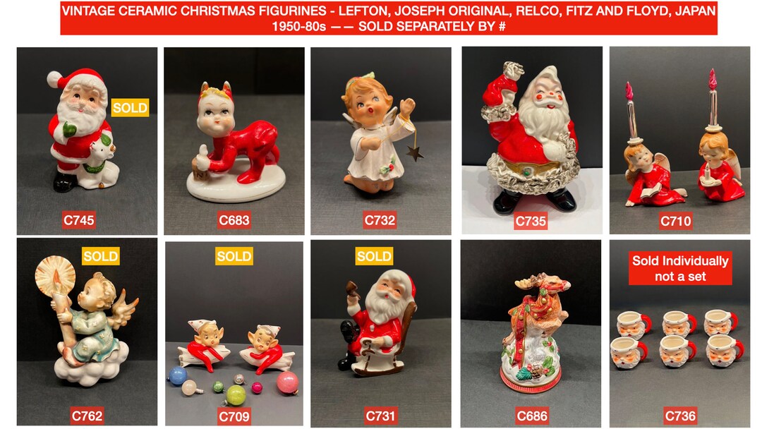 Vintage Ceramic Christmas Figurines Lefton Joseph Original - Etsy