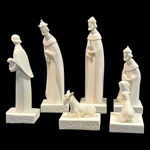 Nativity Scene Figurines Pure White Three Wisemen Joseph Animals Creche ...