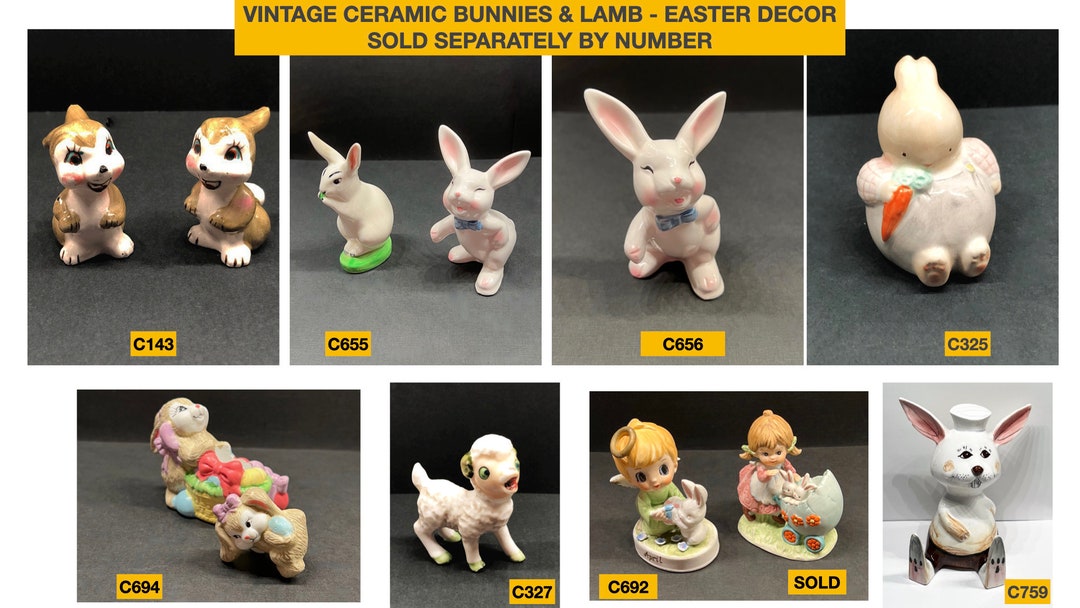 Vintage Ceramic Easter Bunnies & Lamb Collectible Easter - Etsy
