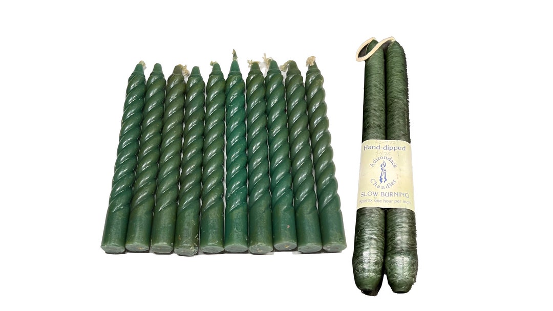 Vintage Green Christmas Candles Green Swirl Colonial Candle - Etsy