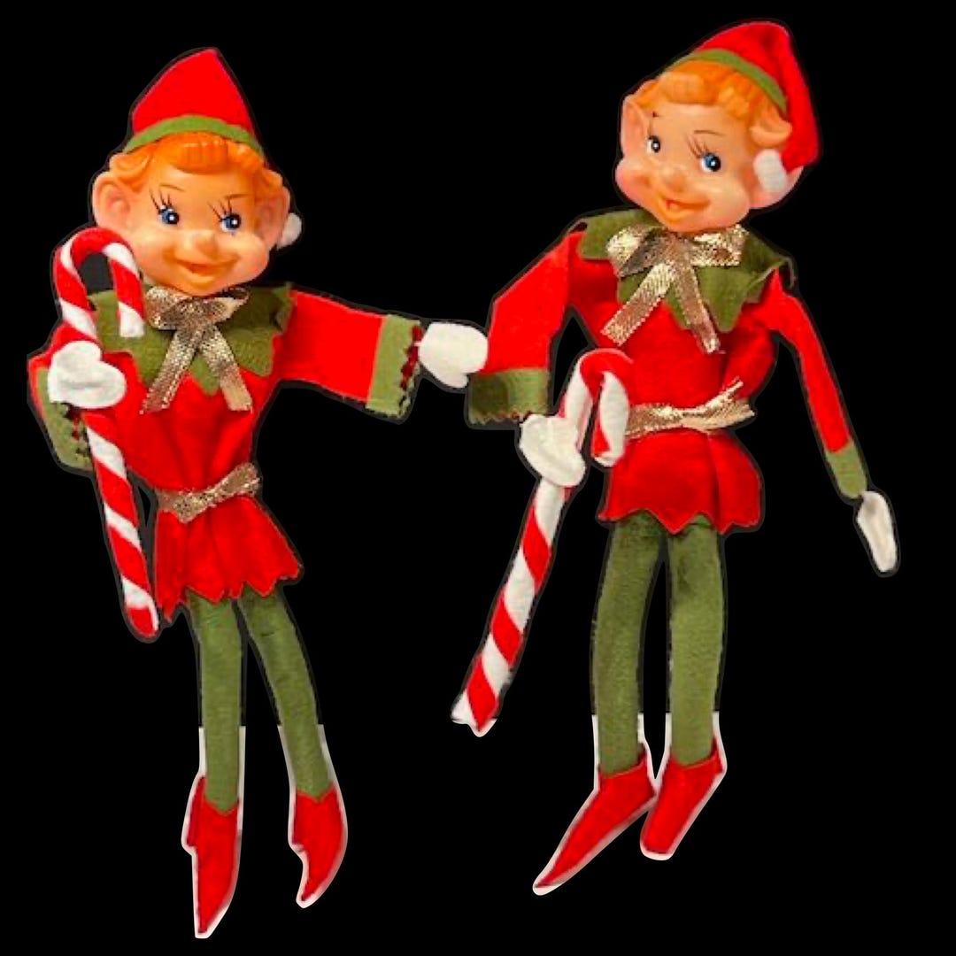 Vintage Candy Cane Pixies Elves Mischief Makers Cloth Bodies Sold ...