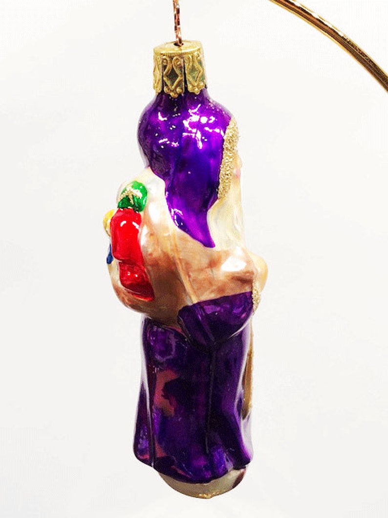 Inge Glass German Ornaments Purple Santa 'guardian of | Etsy