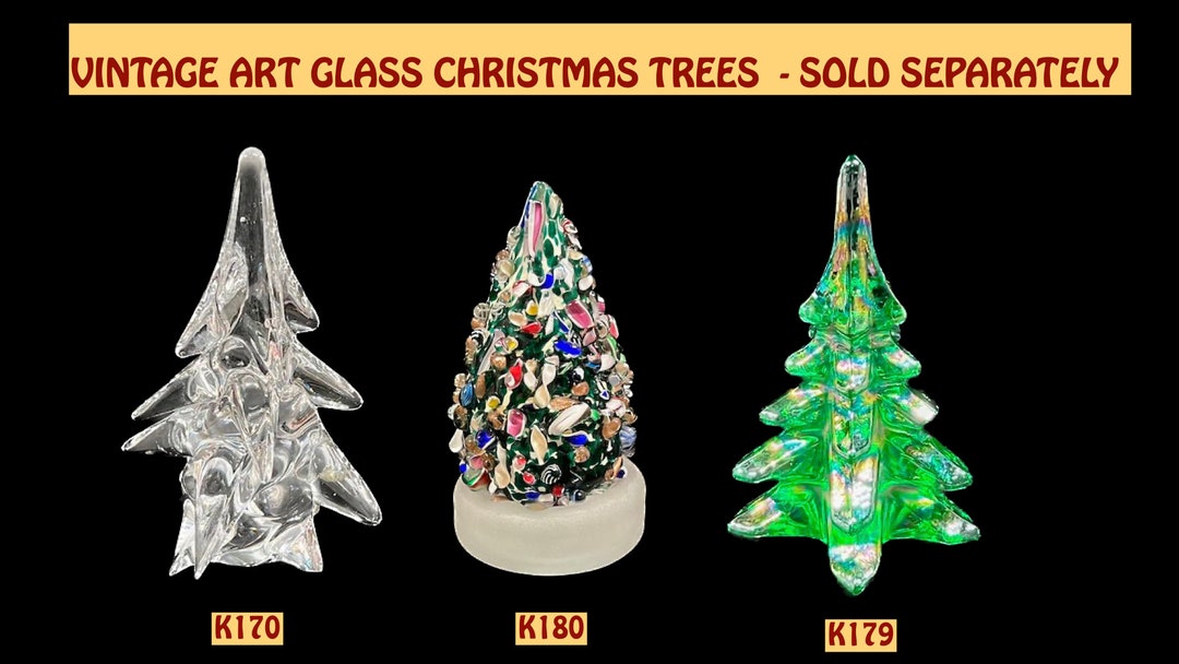 VINTAGE ART GLASS Christmas Tabletop Trees Cape Cod Glass Works Rare ...