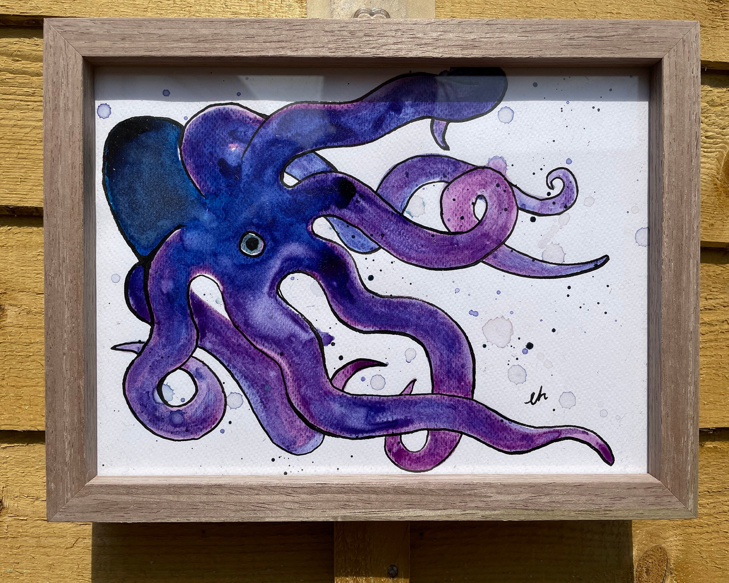 Hand Painted Octopus in Ink framed art uk free delivery uk | Etsy