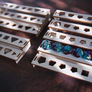 Dice Display Rack | 7 Polyhedral Dice Sets | Wooden | Laser Cut | PVA ...