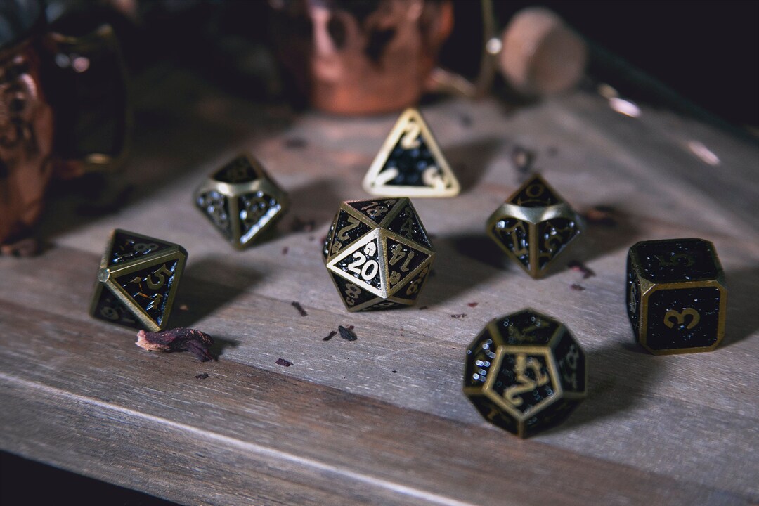 Armor of Agathys Metal Dice Blue & Copper Polyhedral Dice Sets Dnd 14 Years - Etsy