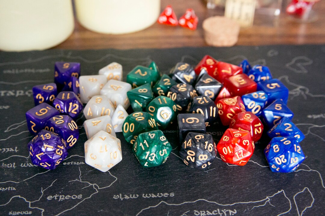 Single Coloured | Polyhedral Dice Sets | Acrylic Dice | RPG | D&D | 14 ...