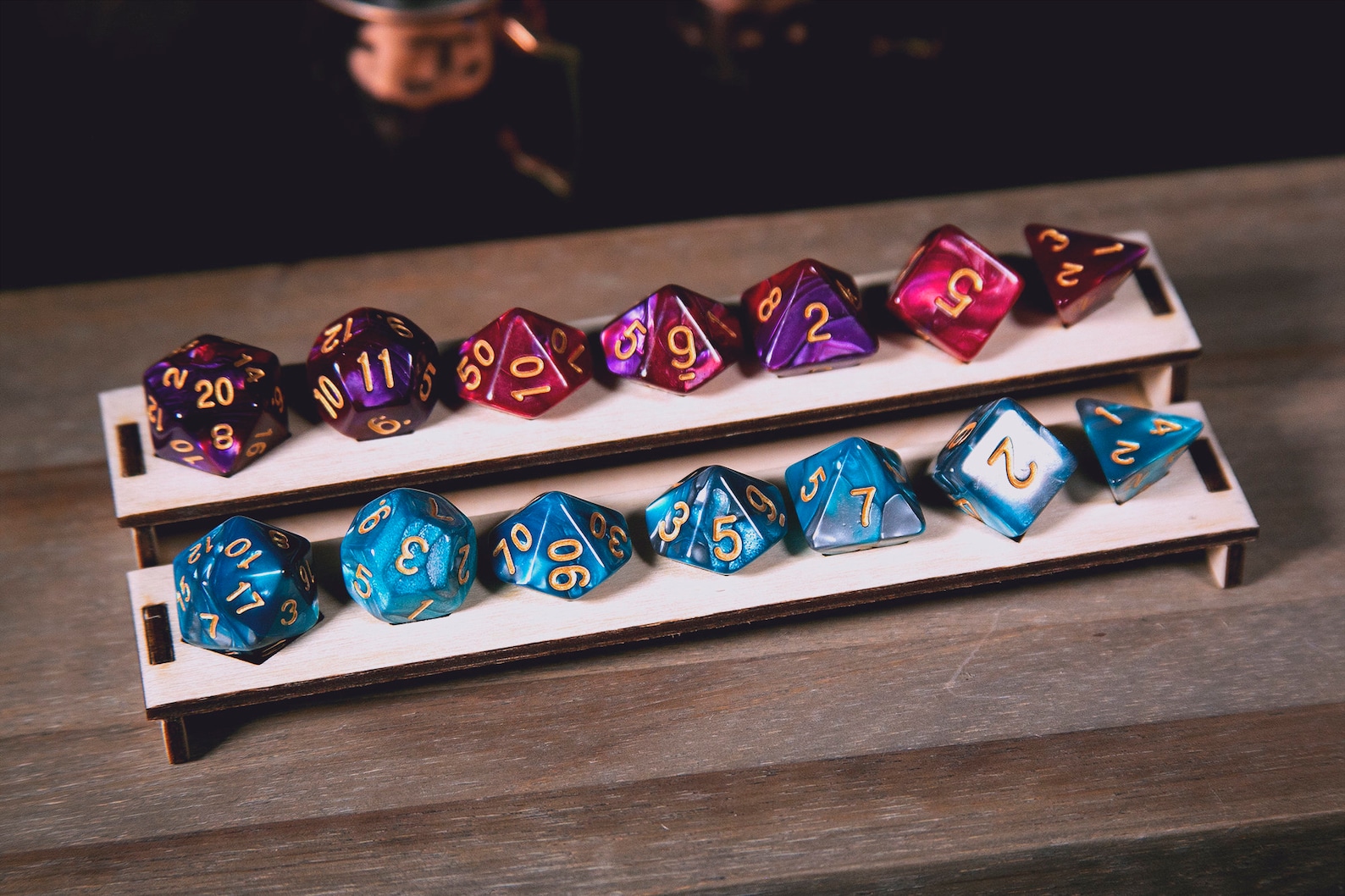 Dice Display Rack 7 Polyhedral Dice Sets Wooden Laser Cut PVA Required ...