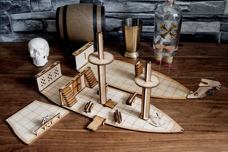 Pirate Ship | Dungeons and Dragons | RPG | Wooden Laser Cut | Kit | PVA ...