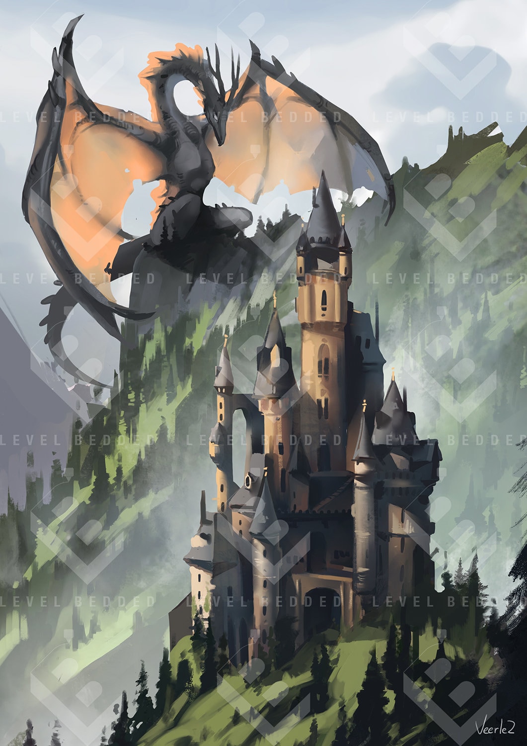 Art Print A3 Dungeons and Dragons Dragon & Castle - Etsy UK