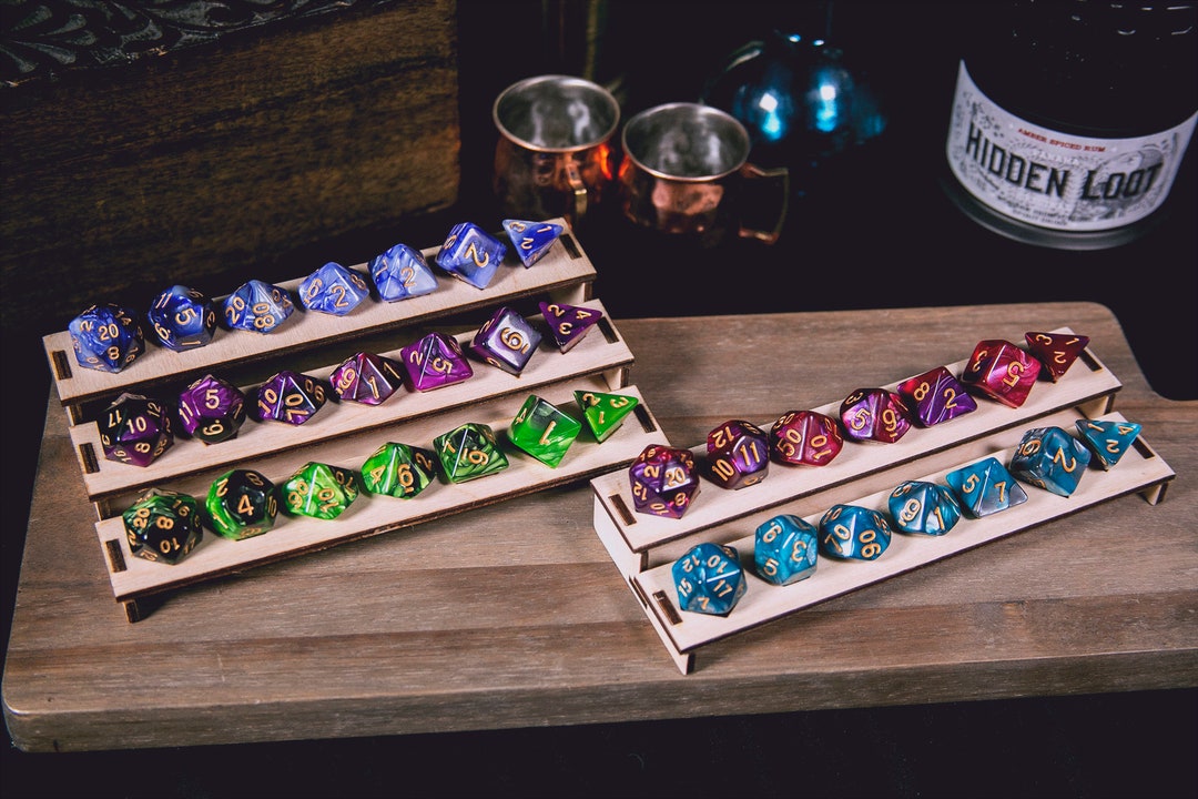 Dice Display Rack | 7 Polyhedral Dice Sets | Wooden | Laser Cut | PVA ...