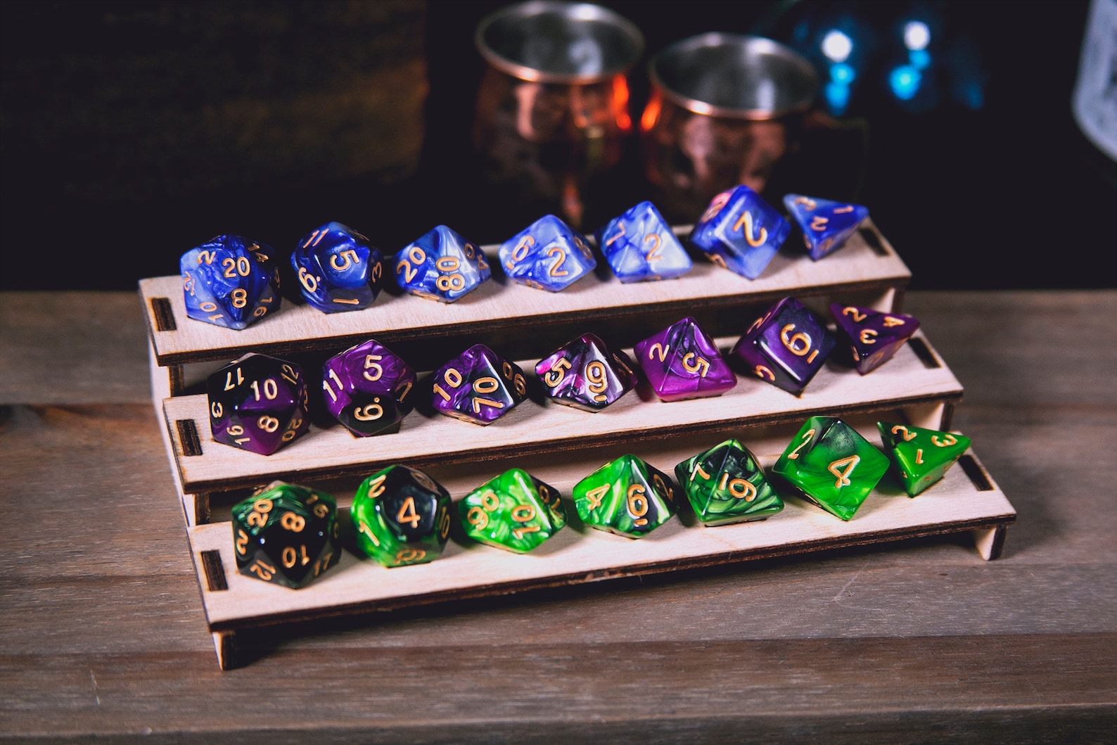 Dice Display Rack 7 Polyhedral Dice Sets Wooden Laser Cut PVA Required ...