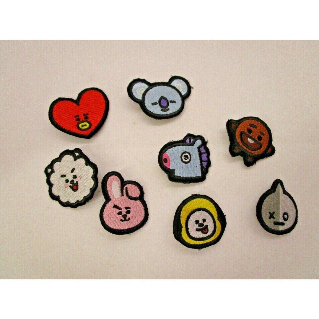 BT21 BTS Character Embroidered Iron Patch Brooch Set of 8 - Etsy