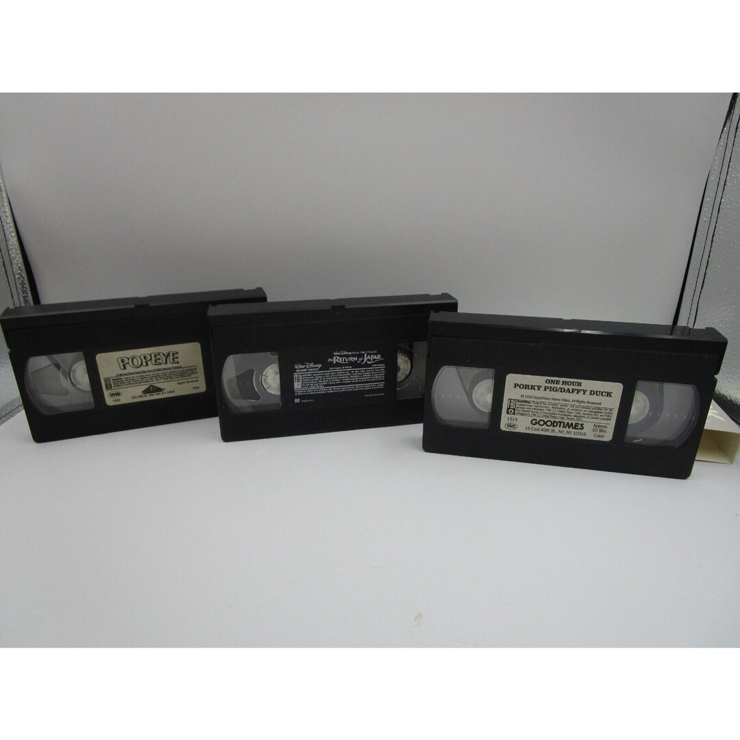 Lot of 3 Vintage VHS Cartoons, Popeye, Porky Pig, Daffy Duck, Disney's ...