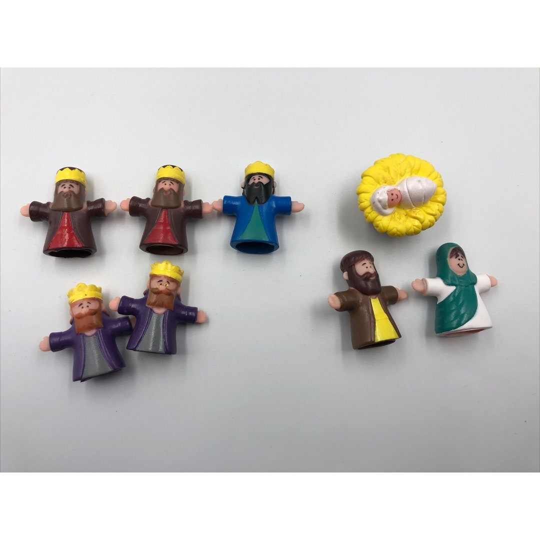 Vintage Plastic Nativity Finger Puppets, Set of 8 Jesus, Mary, Joseph ...
