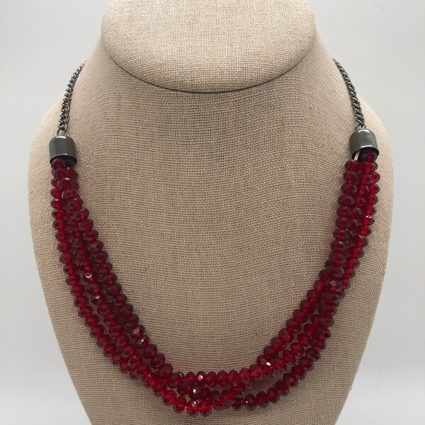 Black Red Necklace - Etsy