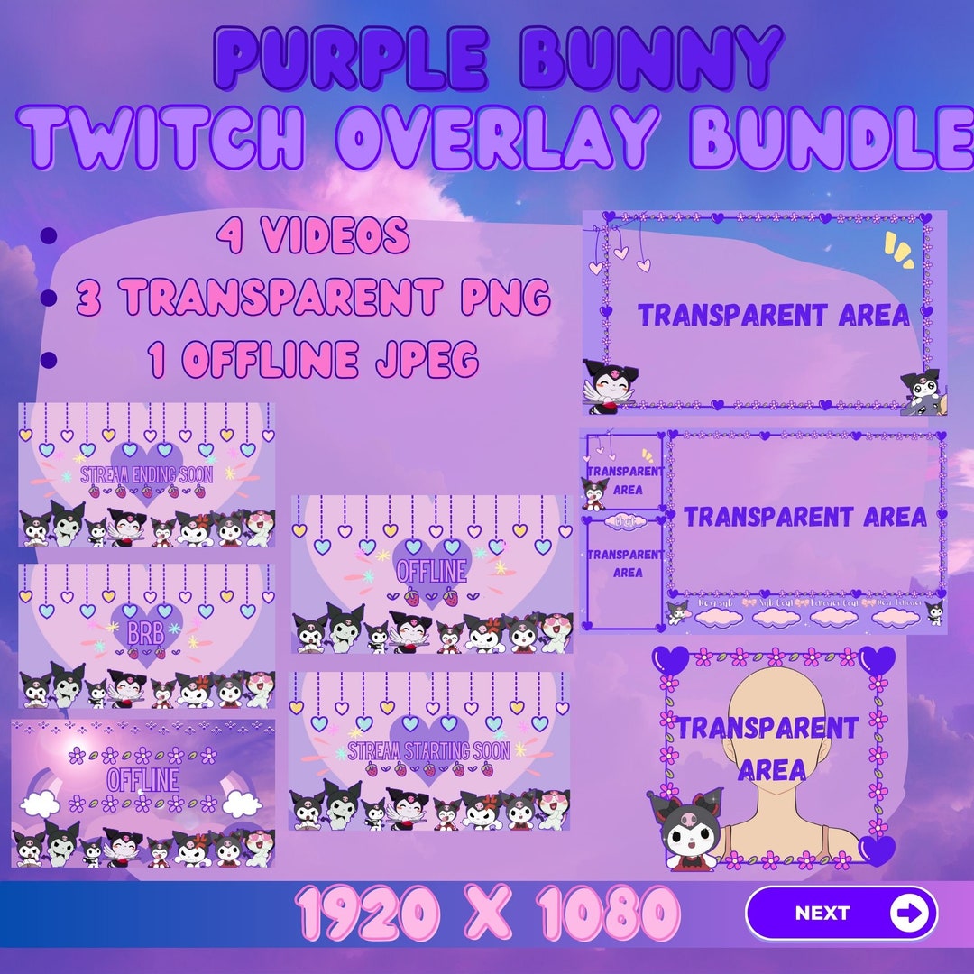 Kawaii Bunny Twitch Overlay Bundle Popular Twitch Overlay for Egirl ...