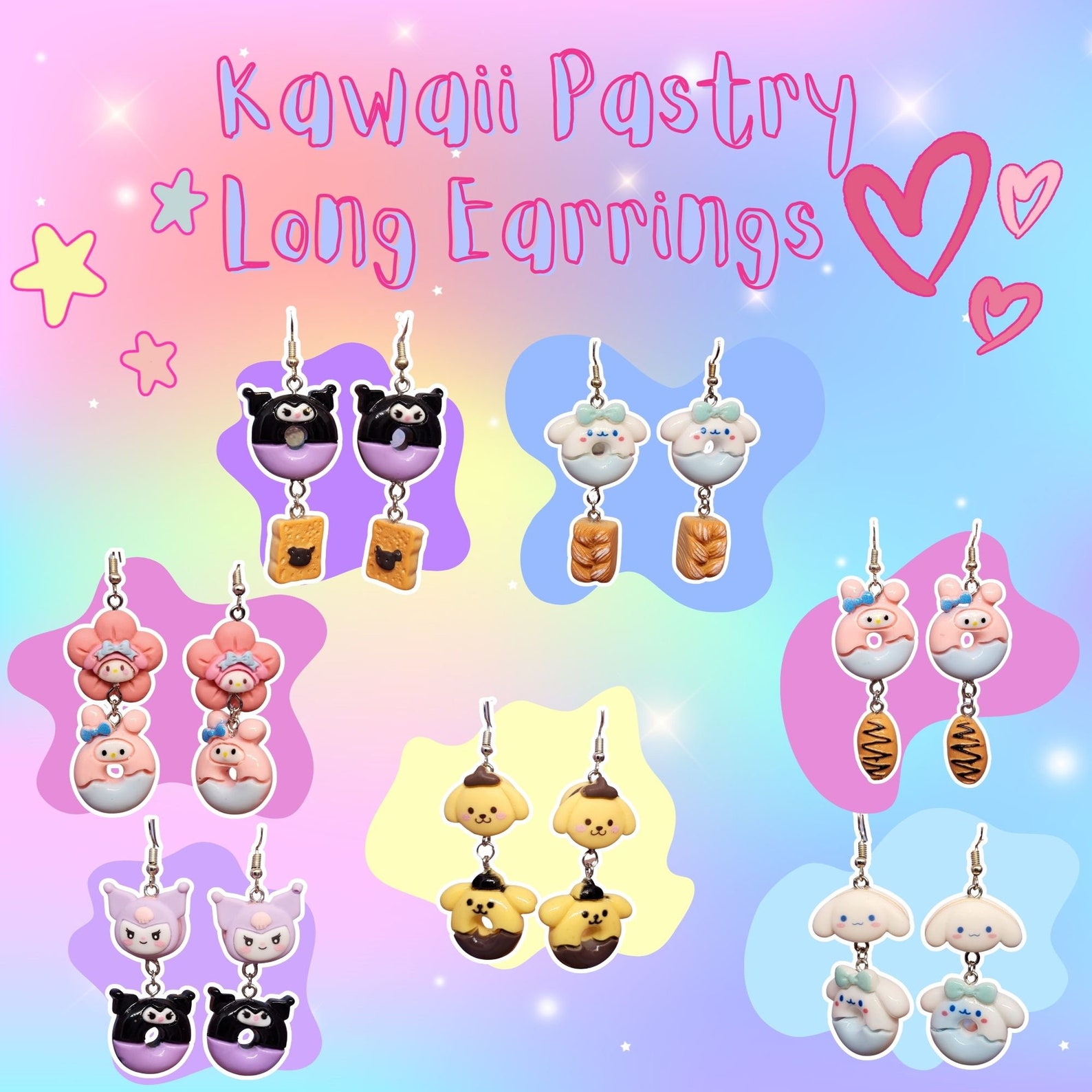 Kawaii Long Pastry Earring Hand-made Jewelry Kawaii Core Jewelry Bunny ...