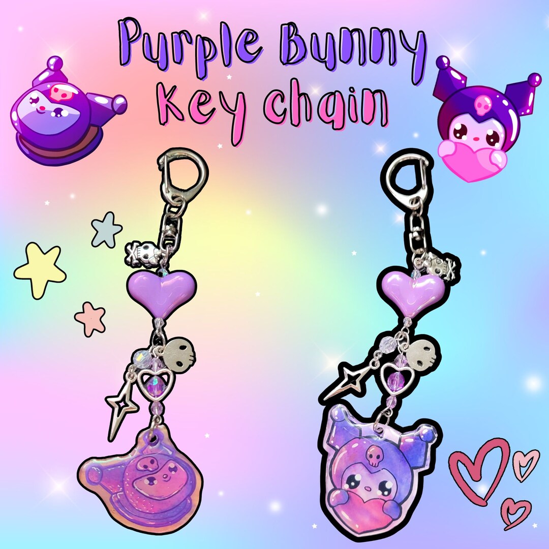 Purple Bunny Romi Key Chain Purple Glitter Keychain Twitch Emote ...