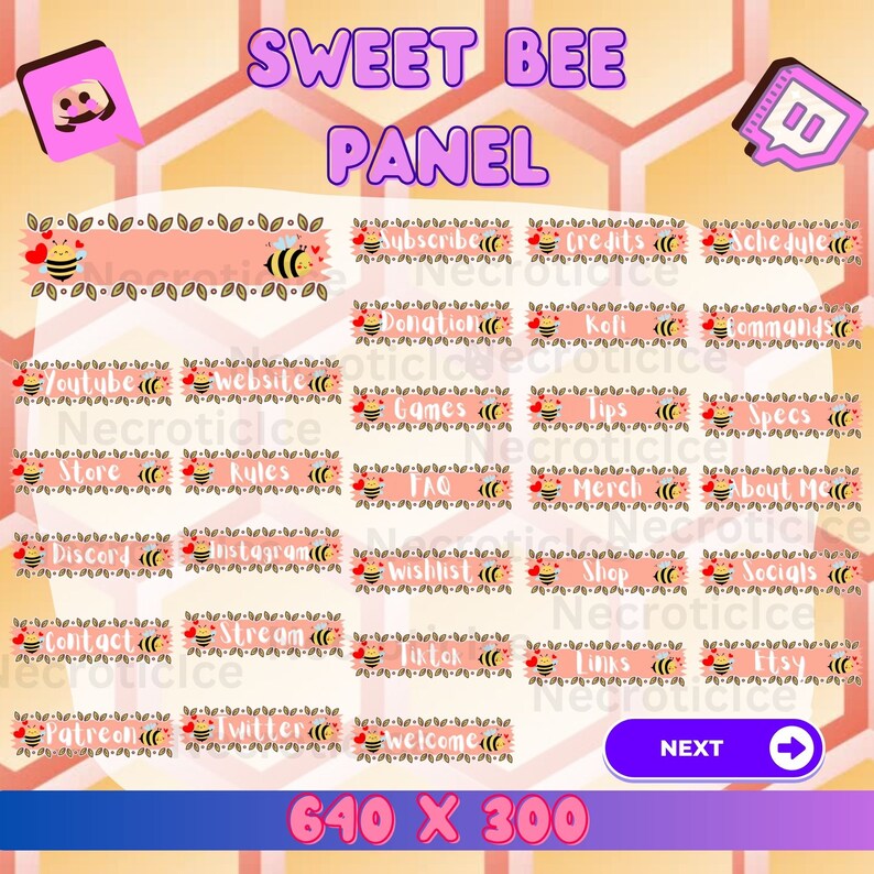 Sweet Bumble Bee Twitch Panel Kawaii Flower Bee Streamer Asset ...