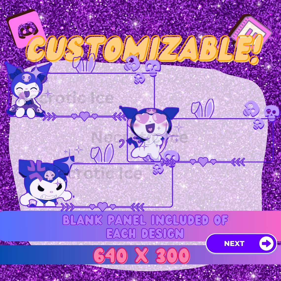 Kawaii Purple Bunny Twitch Panel Romi Bunny Twitch Panel Custom Twitch ...