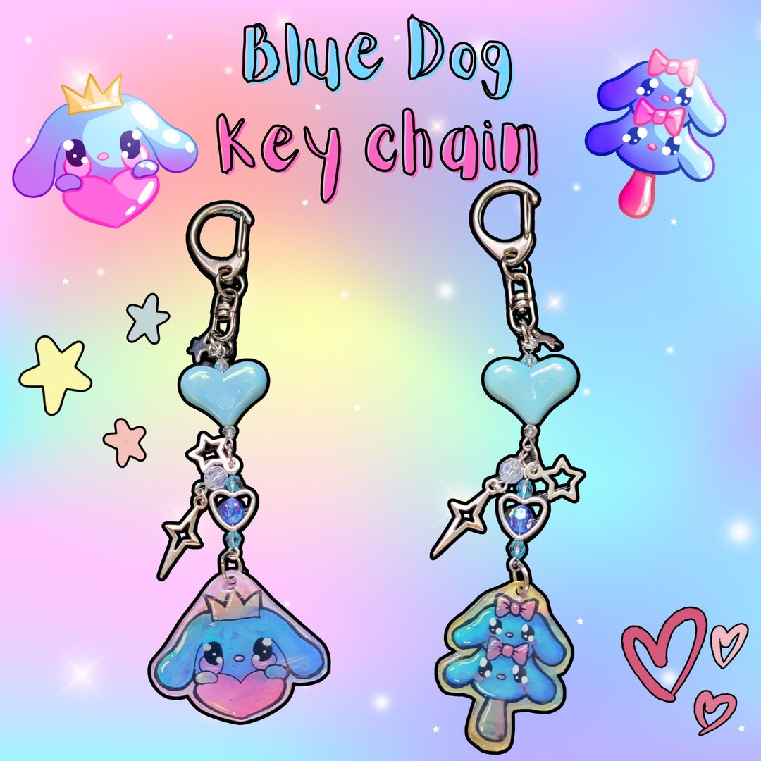 Blue Dog Keychain: Glitter Kawaii Charm, Twitch Emote Accessory - Etsy