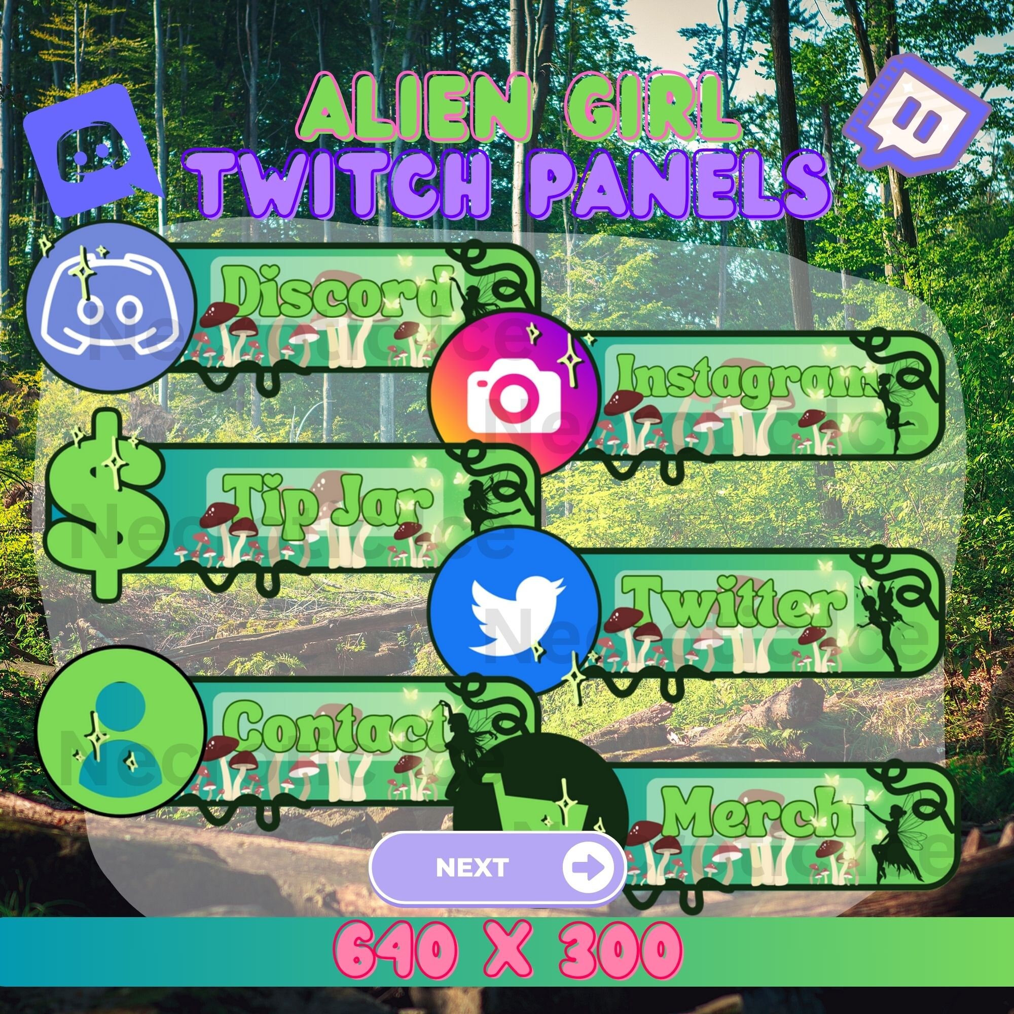 Kawaii Girl Twitch Panel Alien Girl Twitch Asset Plant Lover - Etsy