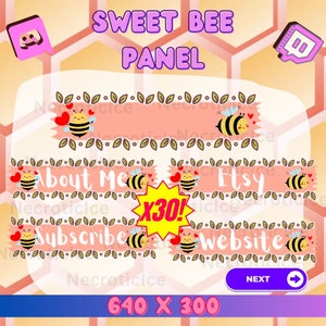 Sweet Bumble Bee Twitch Panel Kawaii Flower Bee Streamer Asset ...