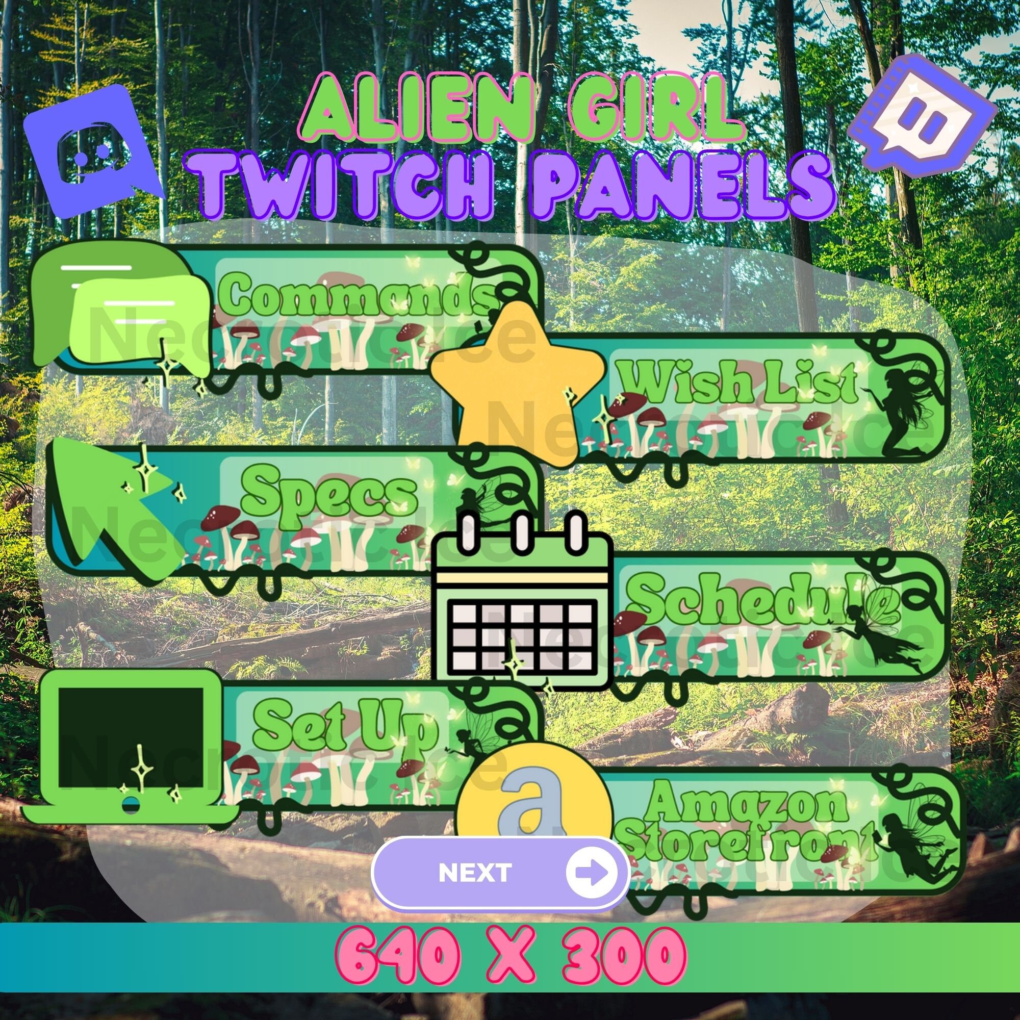 Kawaii Girl Twitch Panel Alien Girl Twitch Asset Plant Lover - Etsy