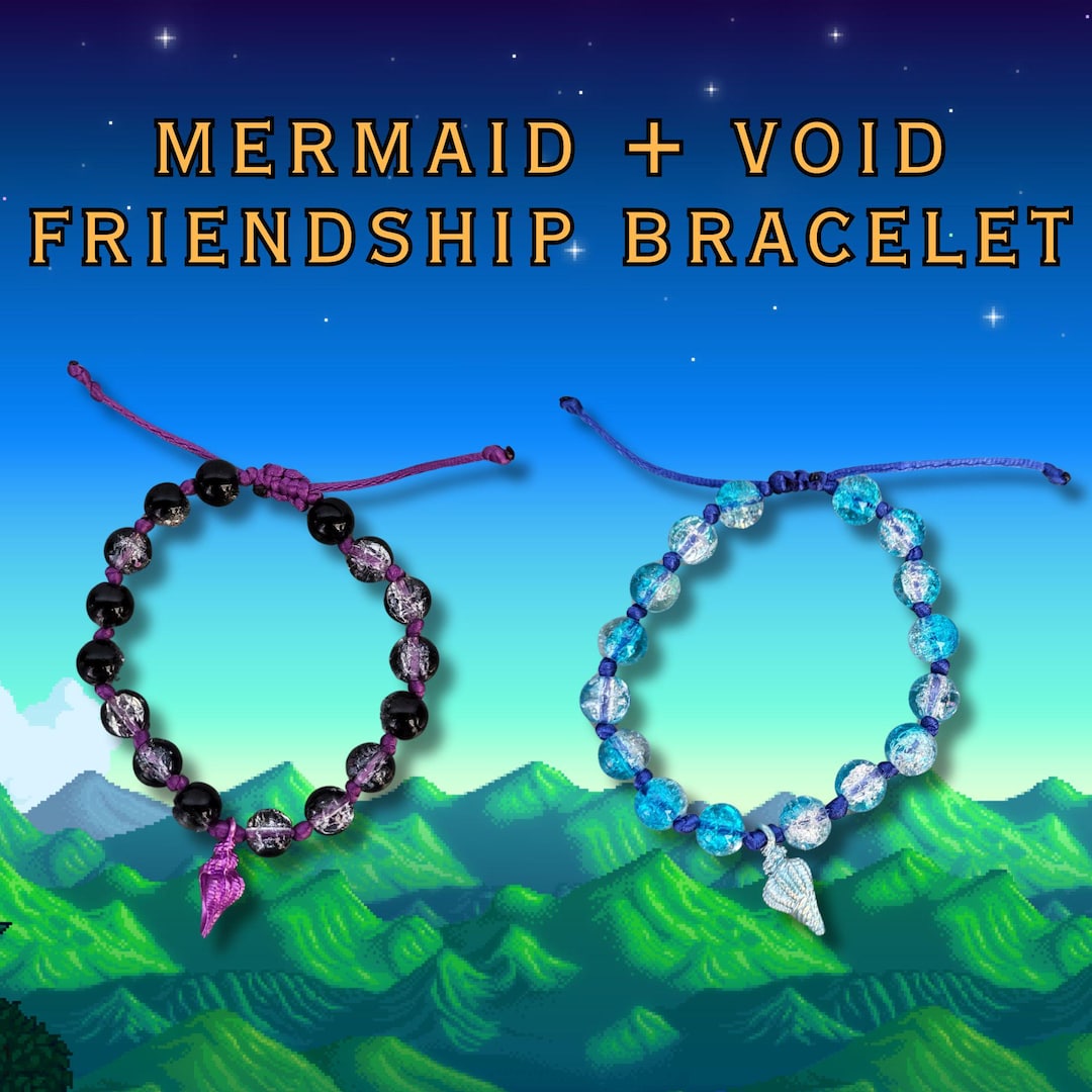 Stardew Valley Friendship Bracelet: Glass Bead Mermaid/void Pendant - Etsy