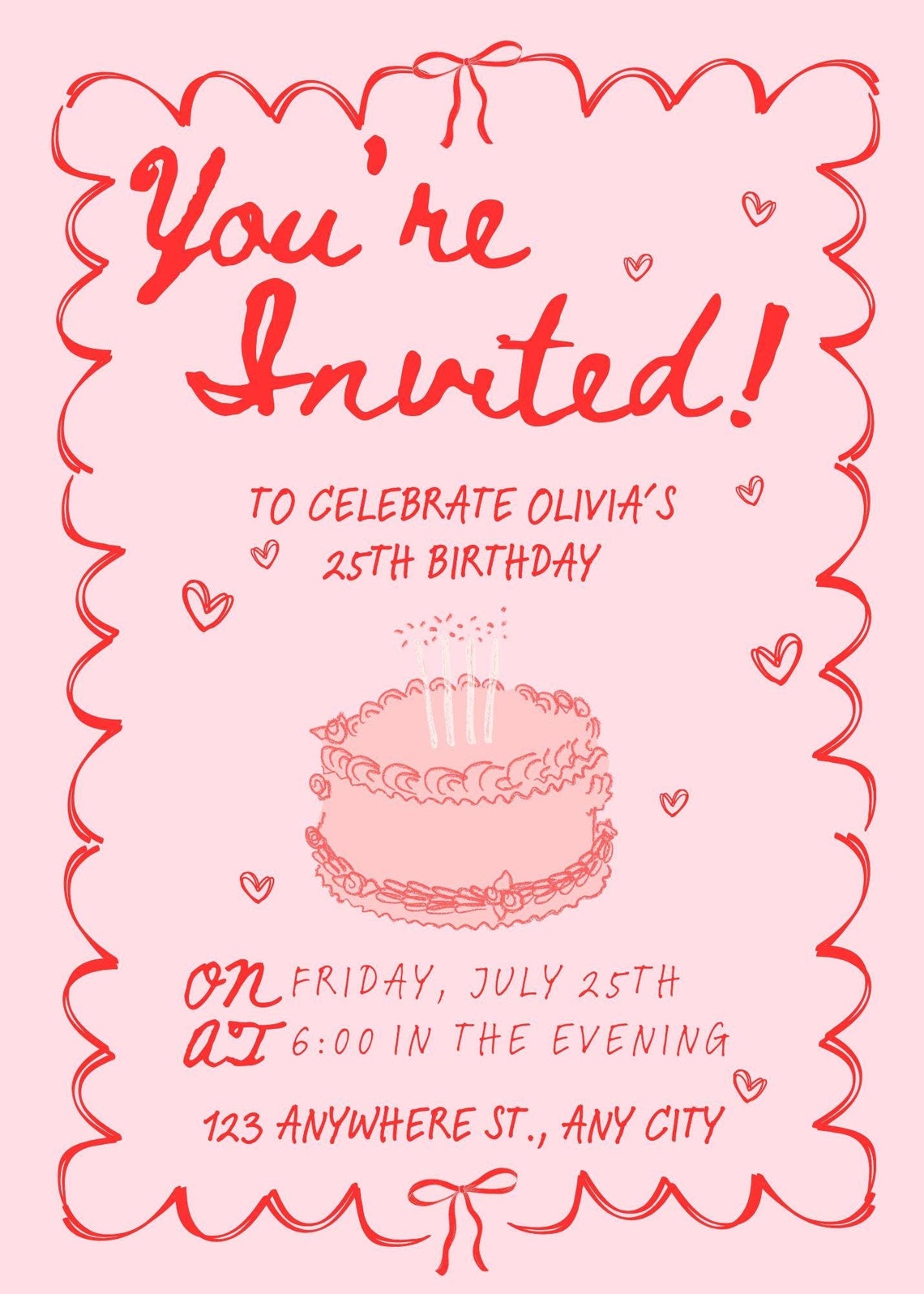 Coquette Birthday Invitation, Birthday Invitation, Customizable Digital ...
