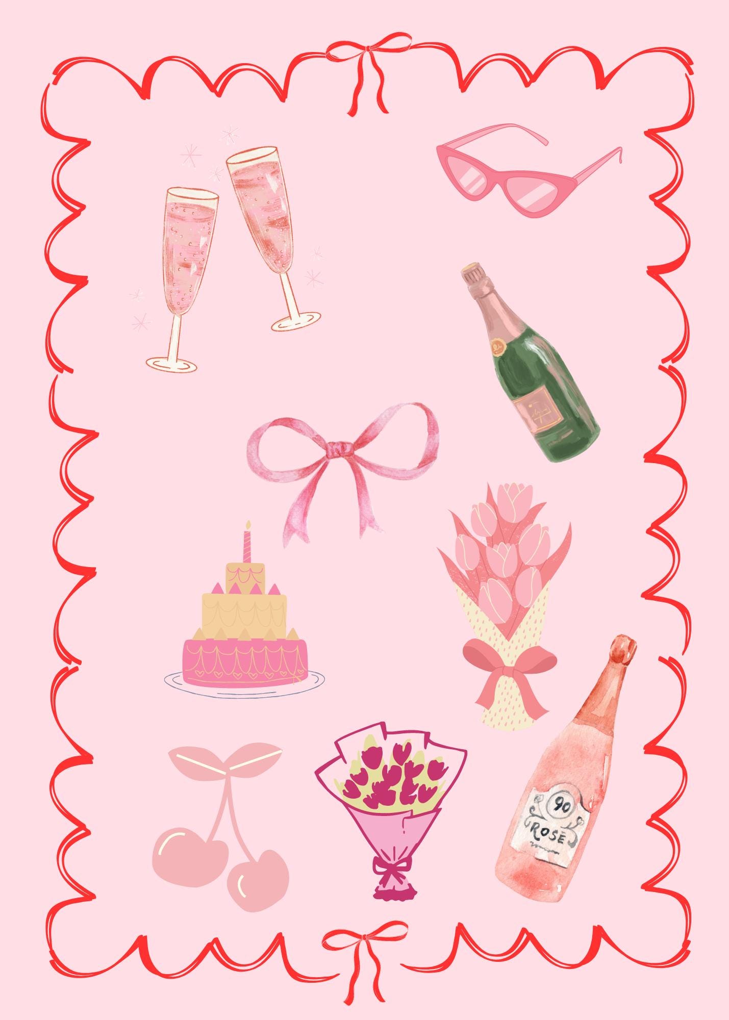 Coquette Birthday Invitation, Birthday Invitation, Customizable Digital ...